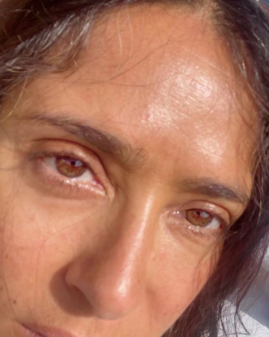 Salma Hayek presume con orgullo sus canas y arrugas