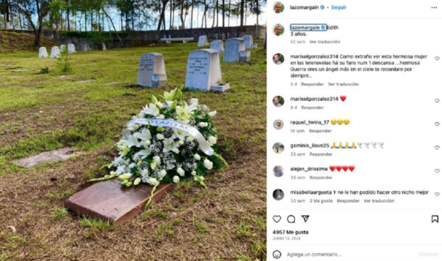 Así luce la tumba de Edith González a 4 años de su muerte