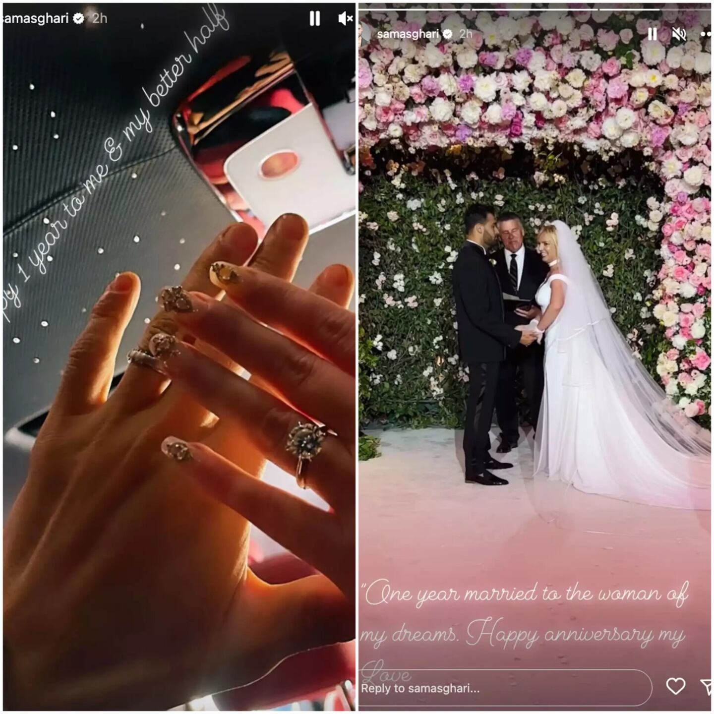 Sam Asghari celebra su primer aniversario de bodas con Britney Spears